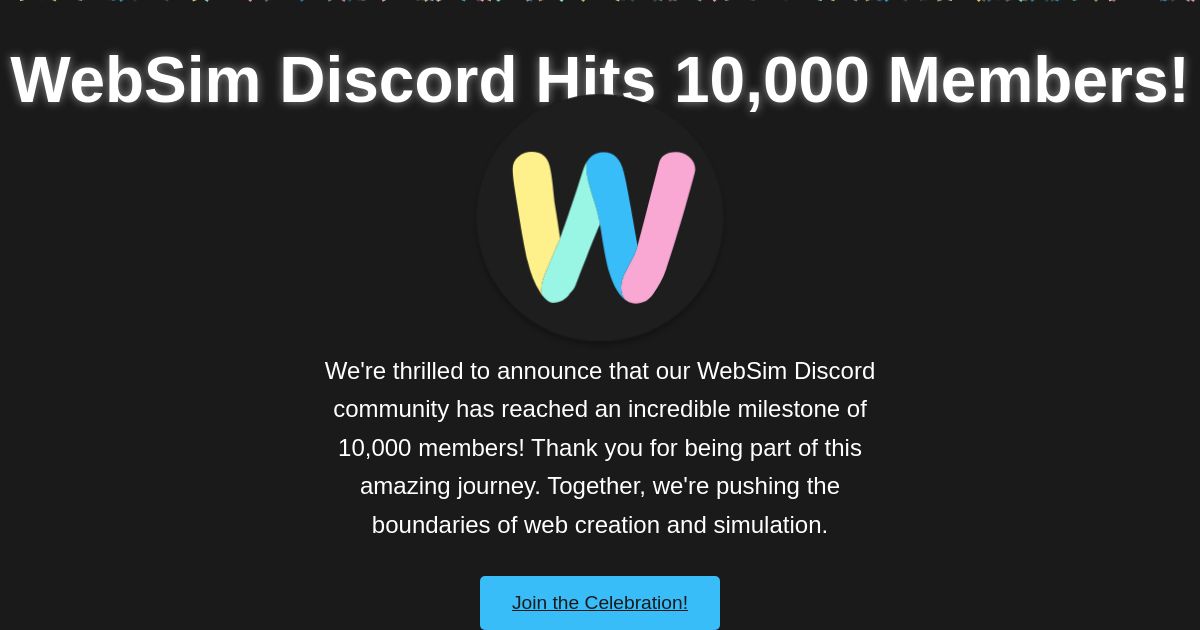 WebSim Discord Celebration - 10,000 Members!