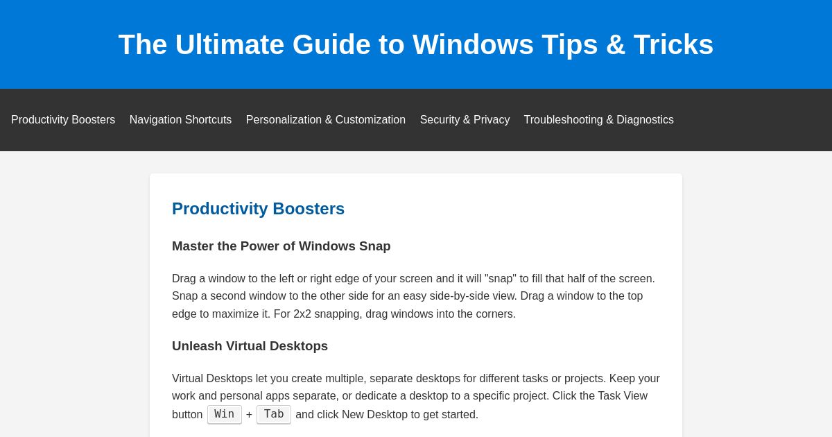 The Ultimate Guide to Windows Tips & Tricks