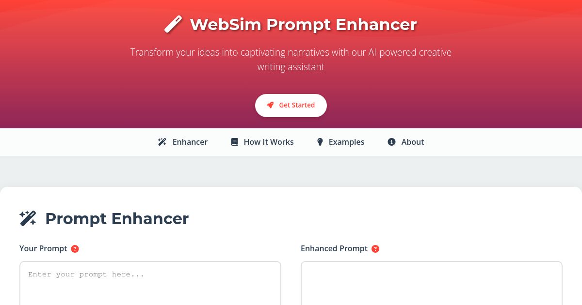 WebSim Prompt Enhancer - AI-Powered Creative Writing Assistant