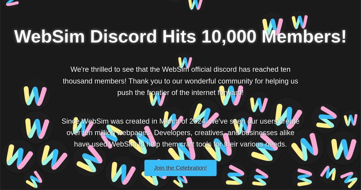 WebSim Discord Celebration - 10,000 Members!