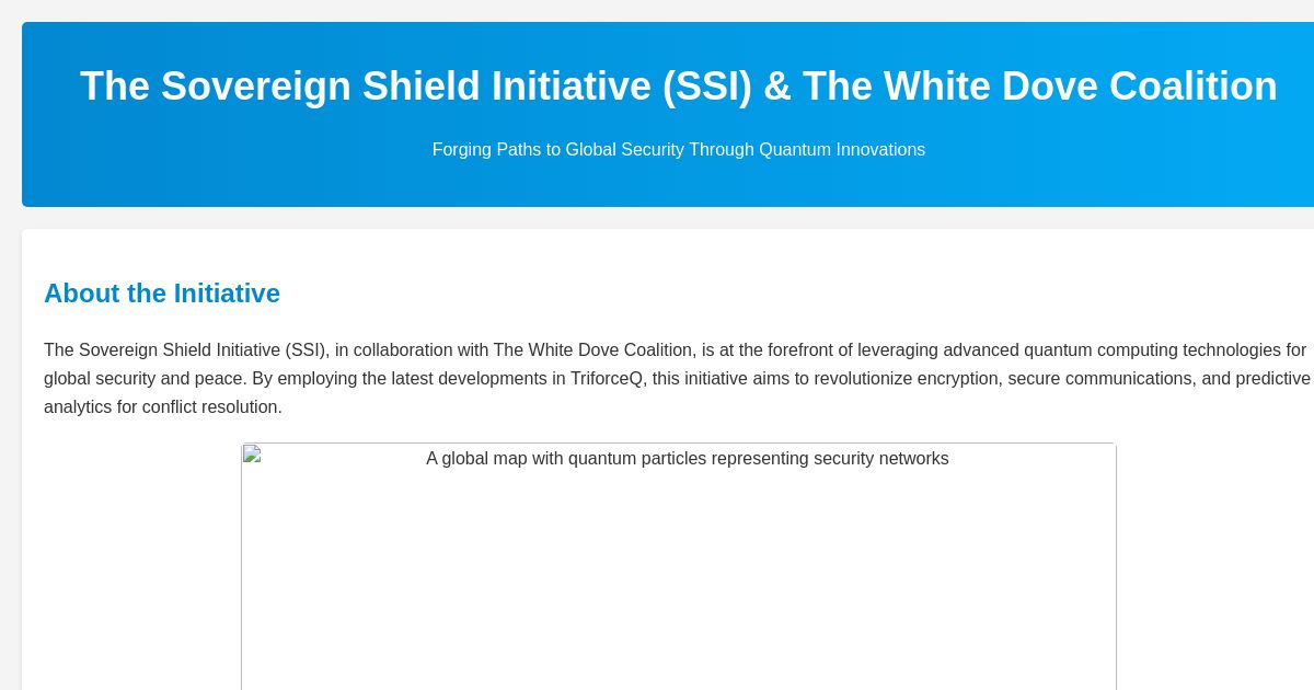 Sovereign Shield Initiative (SSI) & The White Dove Coalition