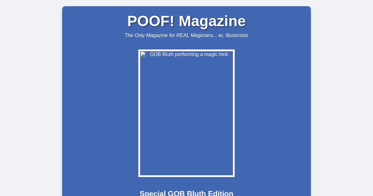 POOF! Magazine - The GOB Bluth Edition
