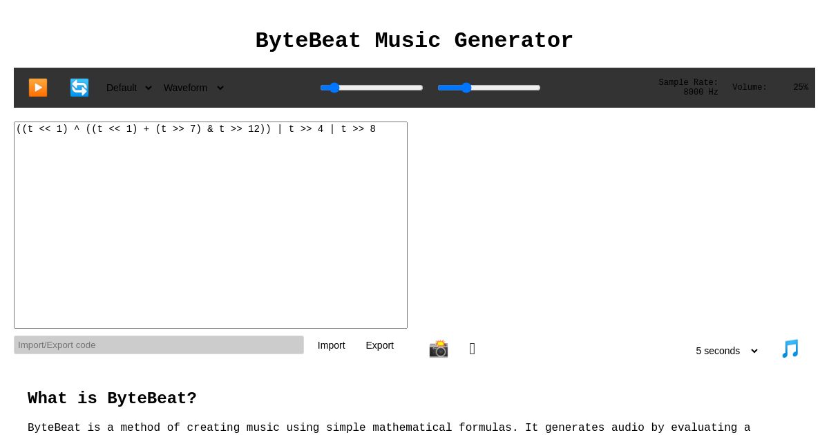 ByteBeat Music Generator