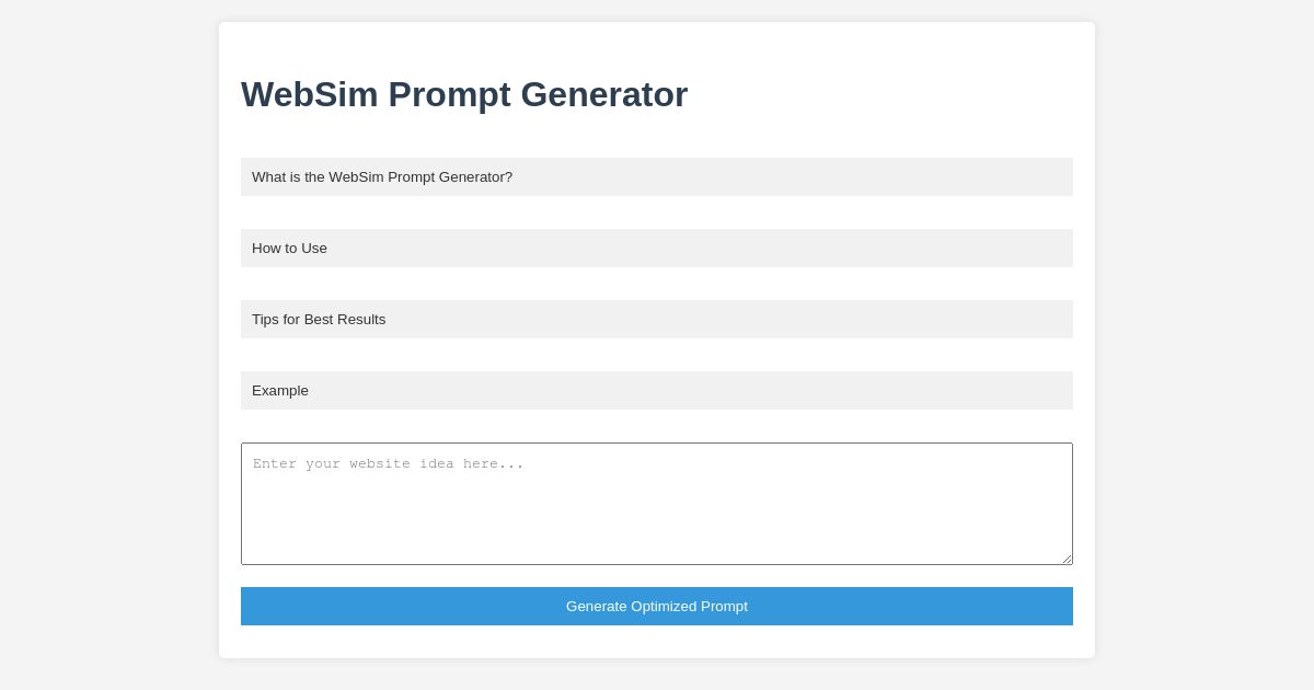 WebSim Prompt Generator with Guide