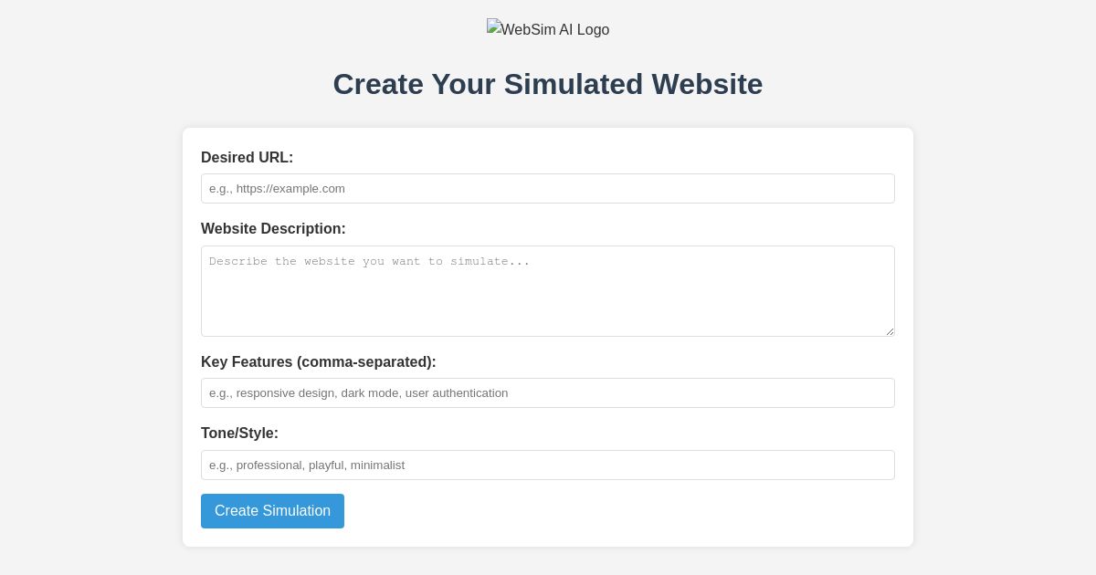 WebSim AI - Create Your Simulated Website