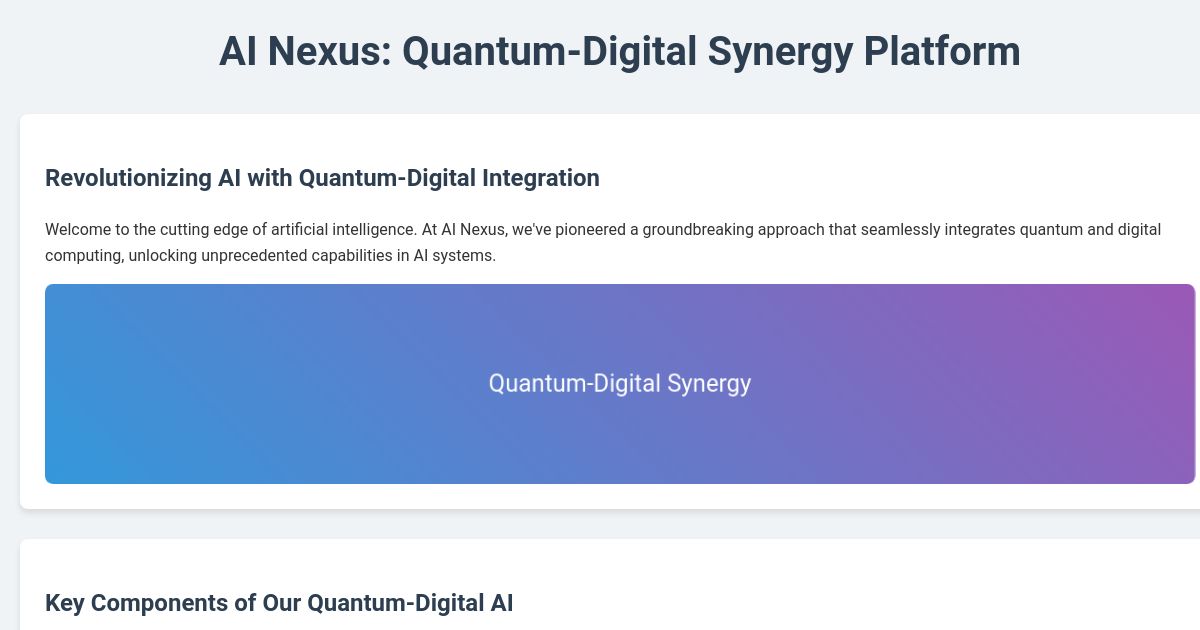 AI Nexus - Quantum-Digital Synergy Platform