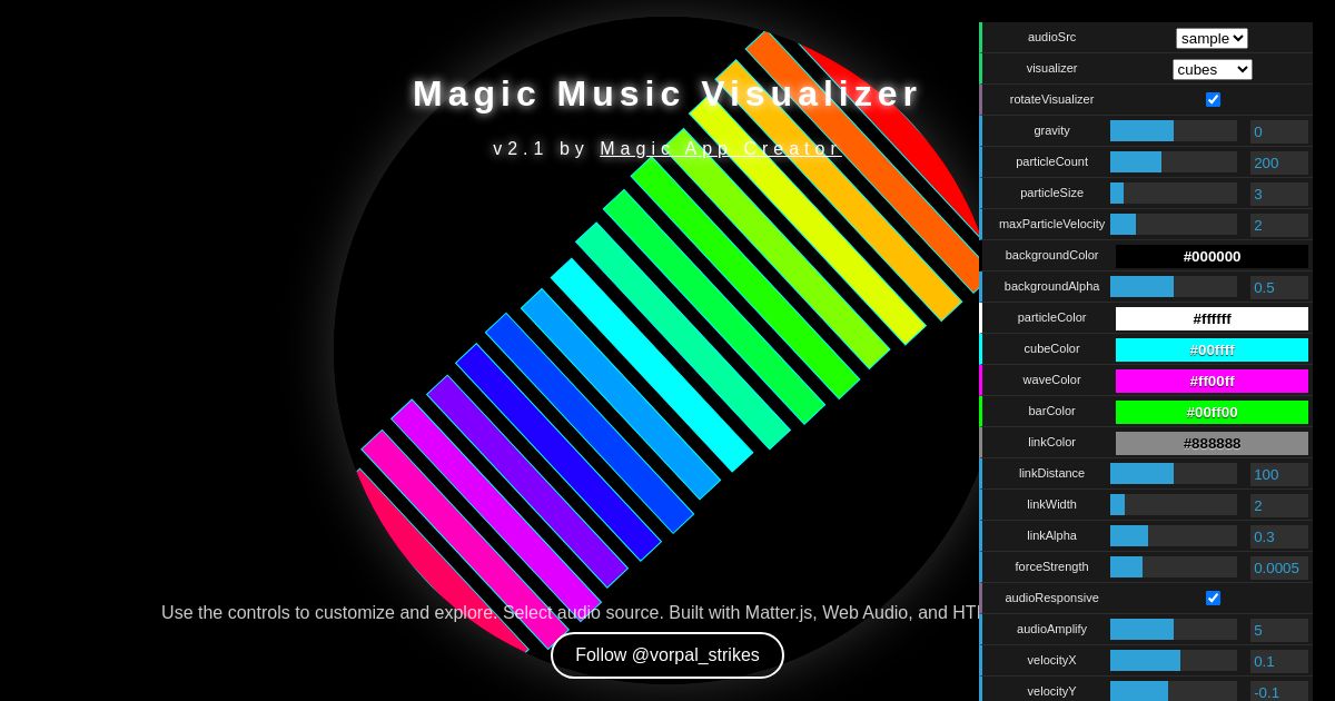 Magic Music Visualizer v2.1 - Advanced Settings, Effects & Vorpal Strikes