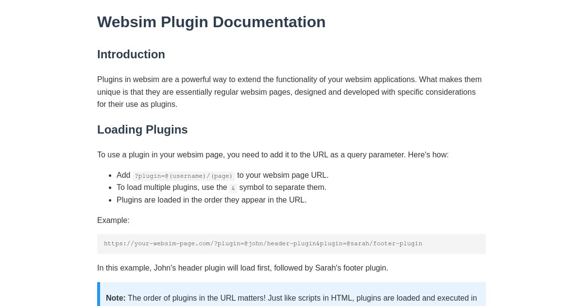 Websim Plugin Documentation