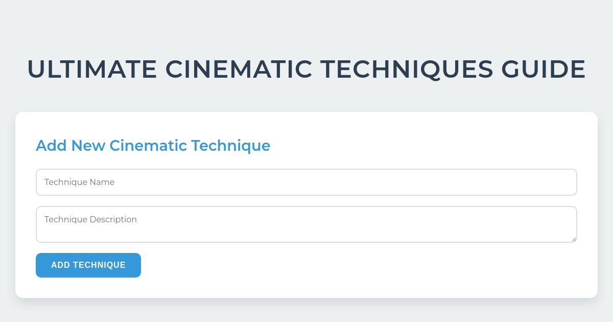 Cinematic Techniques Guide