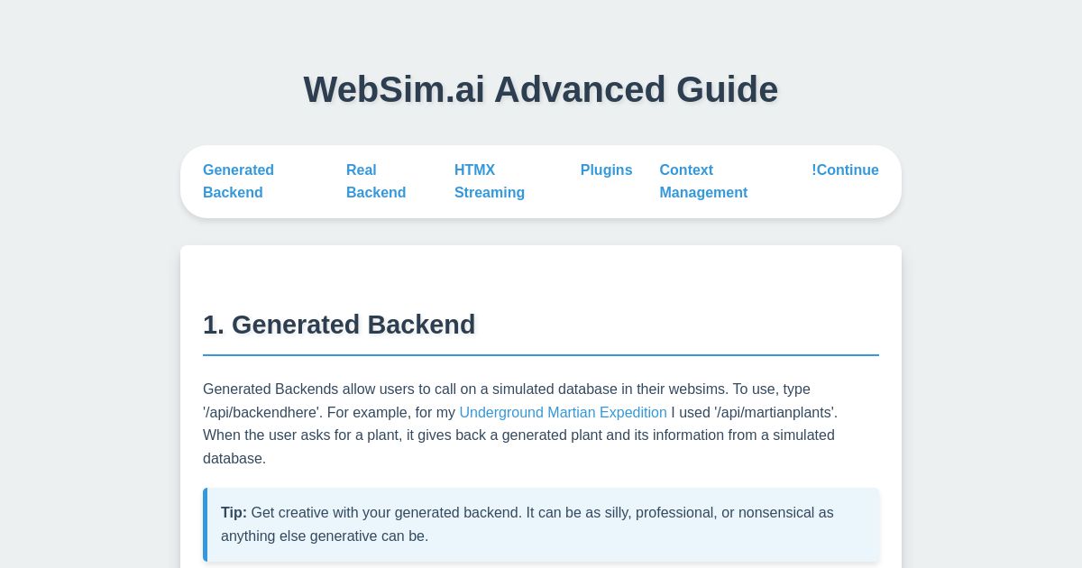 WebSim.ai Advanced Guide