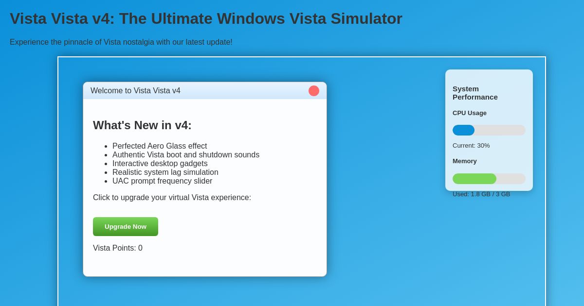 Vista Vista v4: The Ultimate Windows Vista Simulator