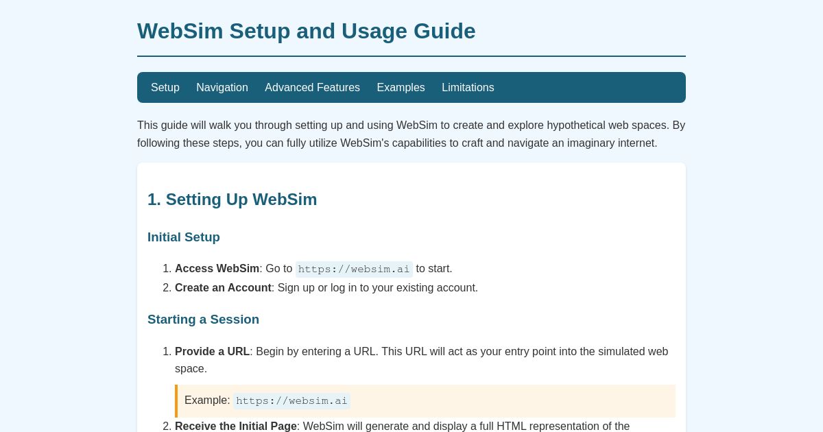 WebSim Setup and Usage Guide
