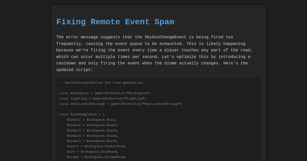 Fixing Remote Event Spam