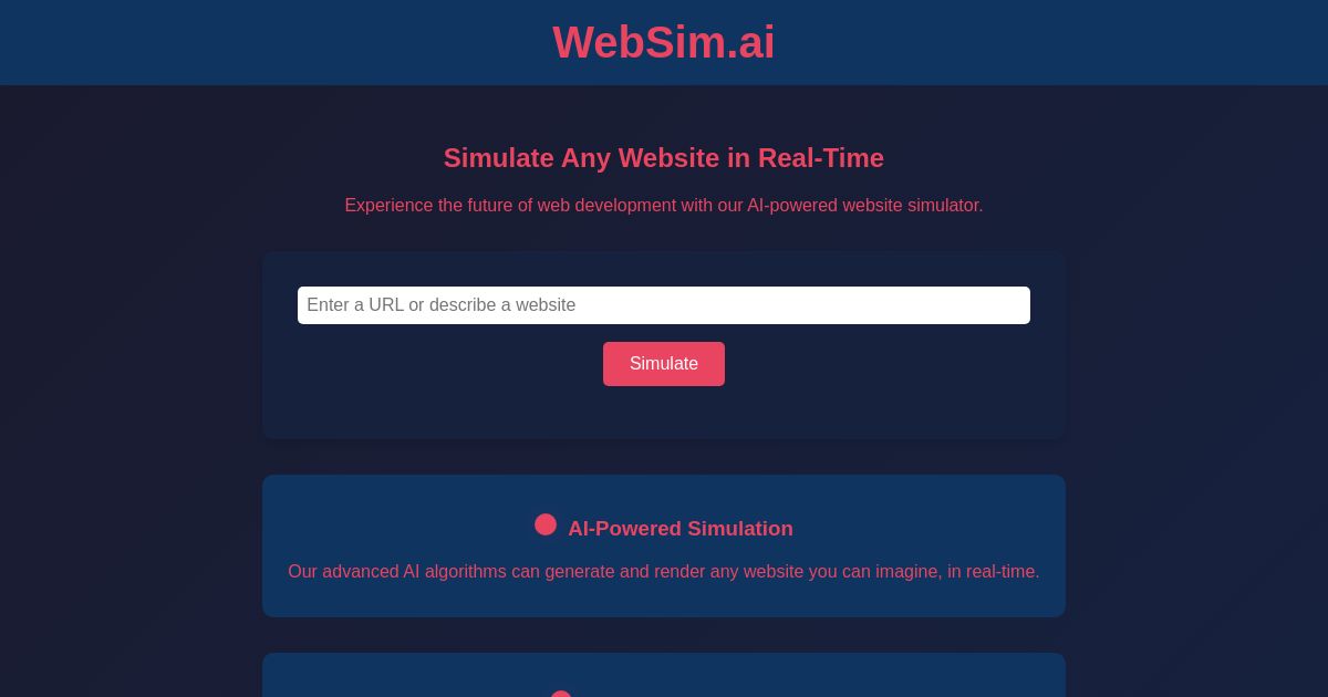 WebSim.ai - Simulate Any Website styl