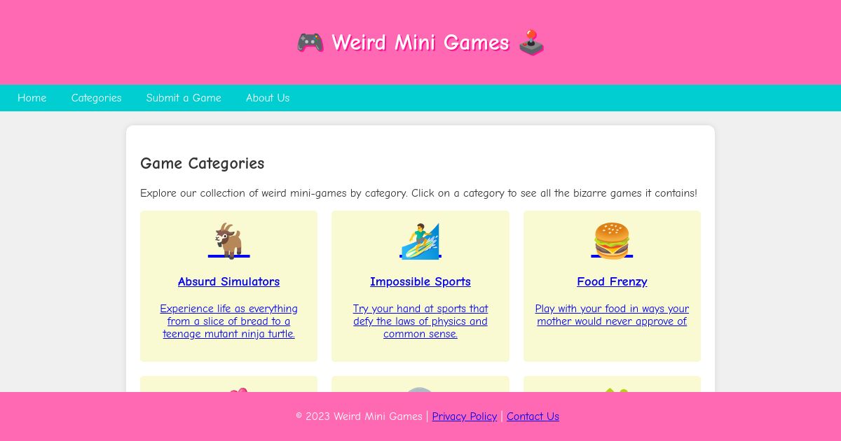 Categories - Weird Mini Games