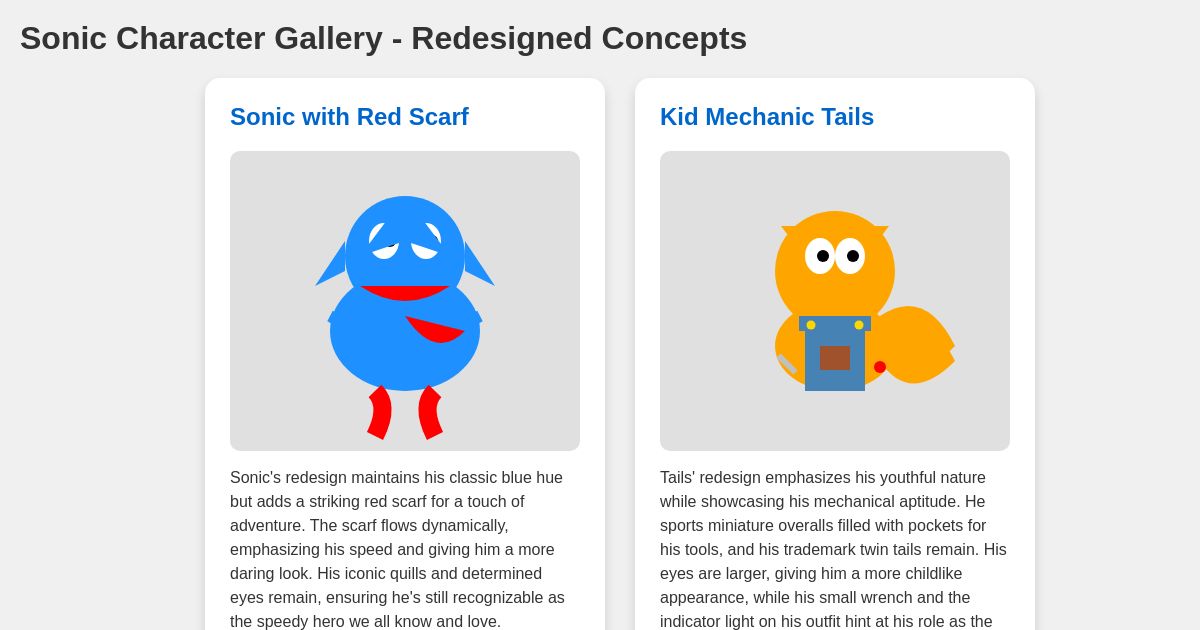 Sonic Character Gallery - Redesigned Concepts