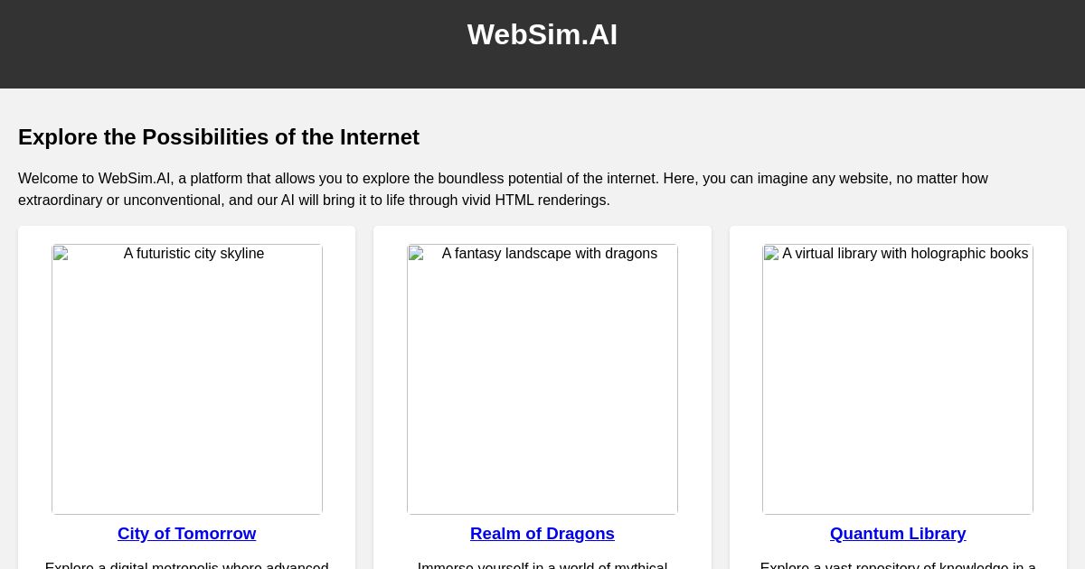 WebSim.AI - Explore the Possibilities of the Internet