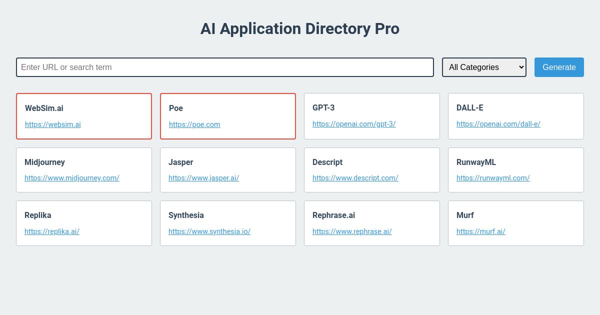 AI Application Directory Pro