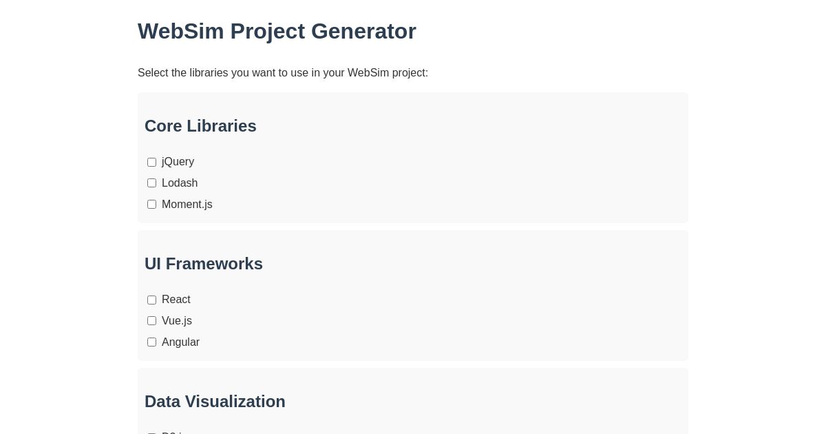 WebSim Project Generator