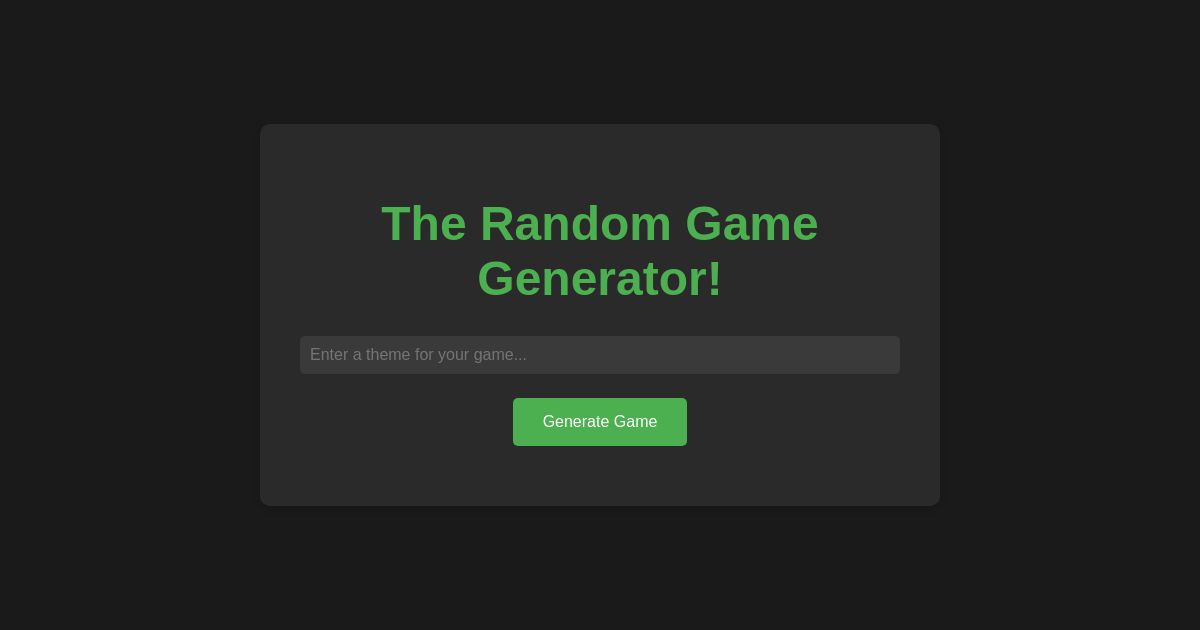 The Random Game Generator