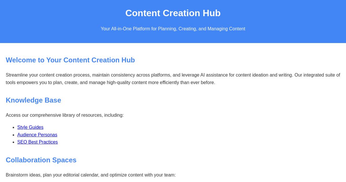 Content Creation Hub: Your All-in-One Portal