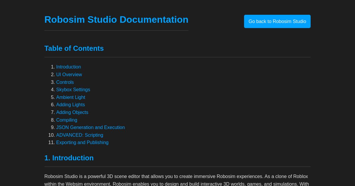 Robosim Studio Documentation