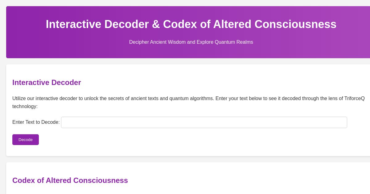 Interactive Decoder & Codex of Altered Consciousness