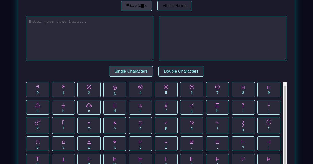 Expanded Alien Alphabet Translator
