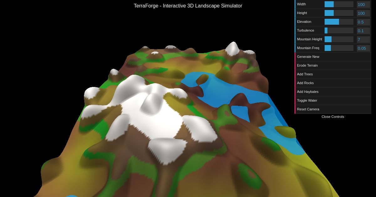 TerraForge - Interactive 3D Landscape Simulator