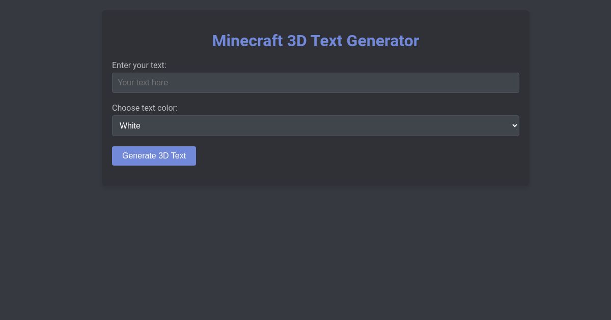 Minecraft 3D Text Generator