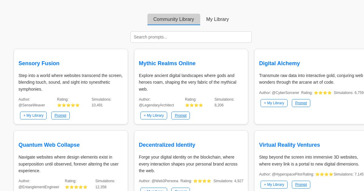 Websim Prompt Library