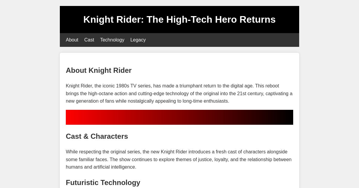 Knight Rider: The High-Tech Hero Returns