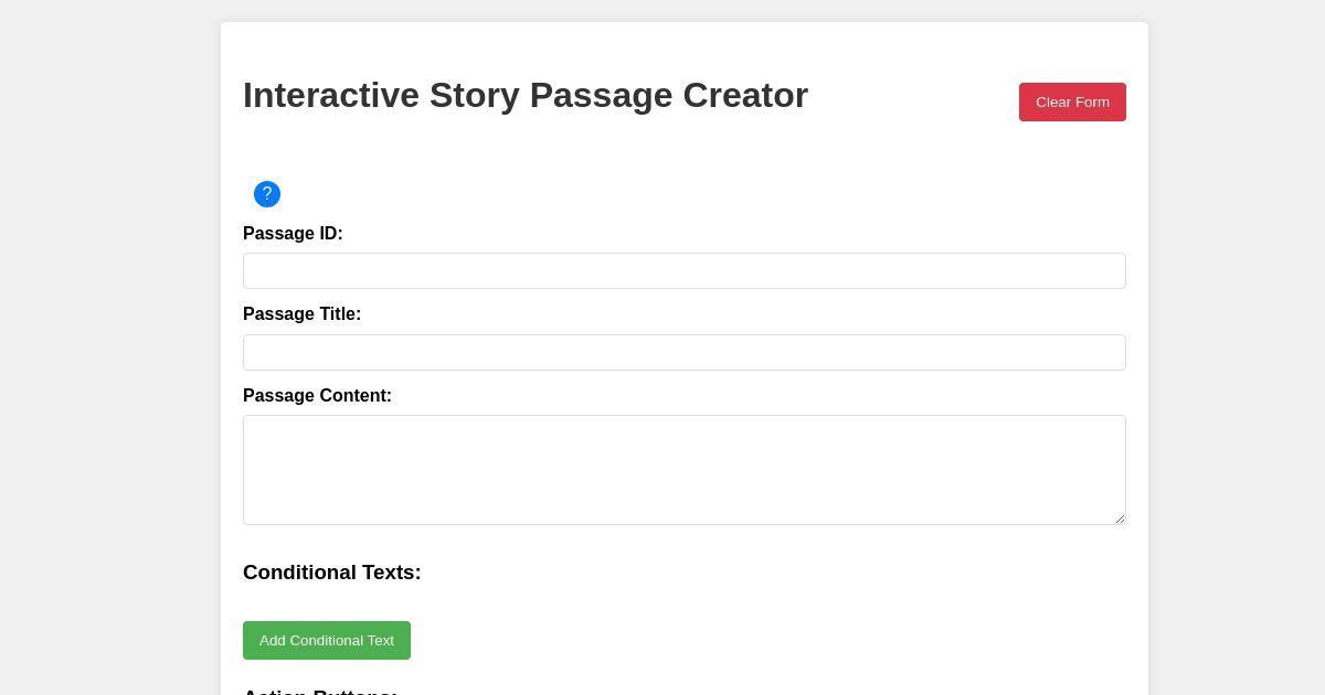 Interactive Story Passage Creator
