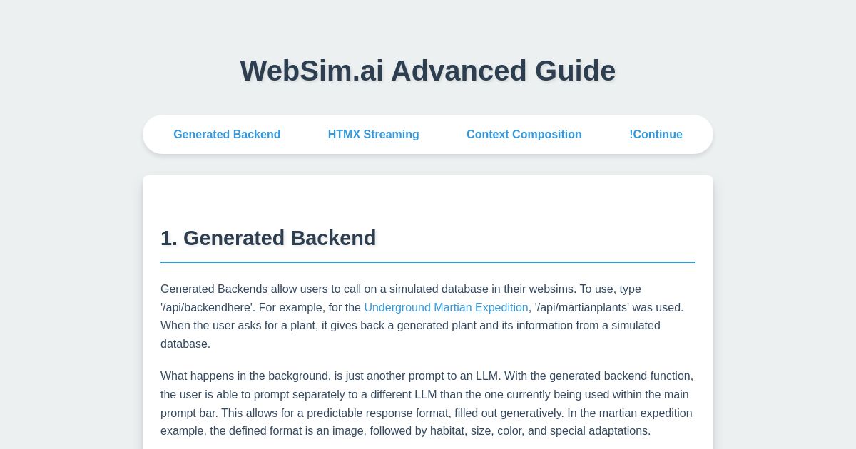 WebSim.ai Advanced Guide