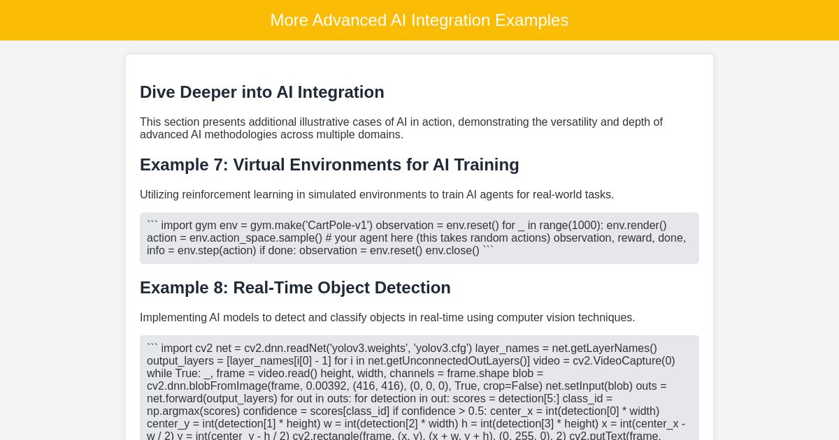 More Advanced AI Integration Examples