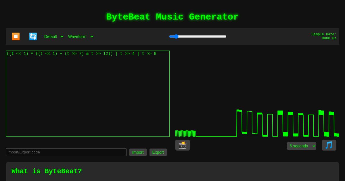 ByteBeat Music Generator
