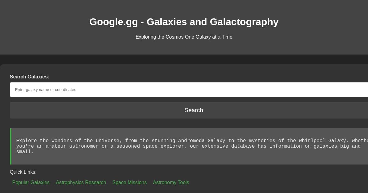 Google.gg - Overview of Galaxies and Galactography