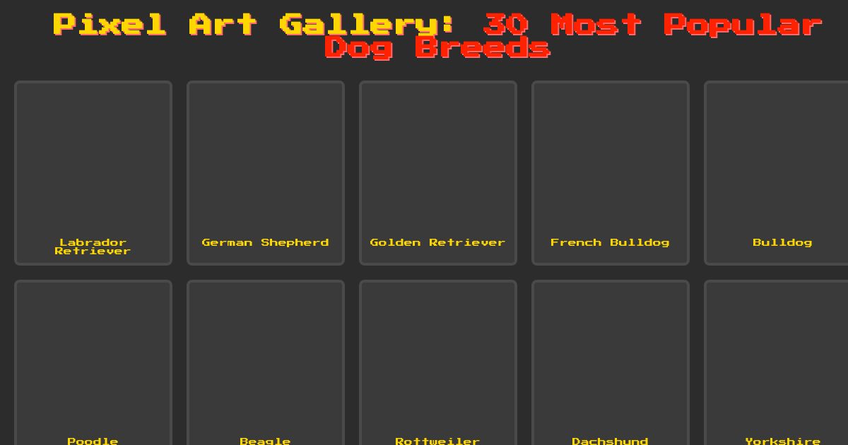 Pixel Art Gallery: 30 Most Popular Dog Breeds | WebSim.ai