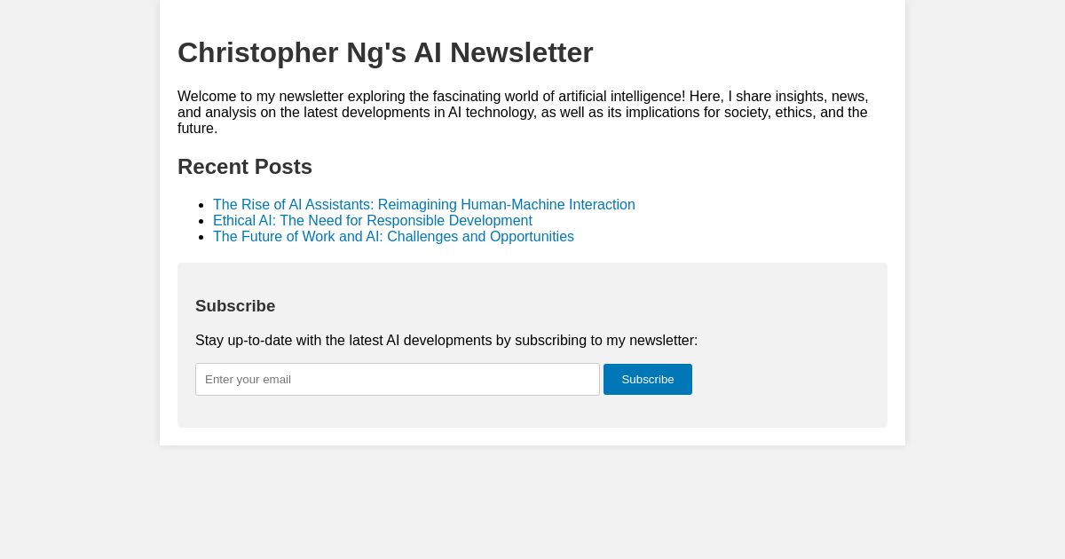 Substack - Christopher Ng's AI Newsletter