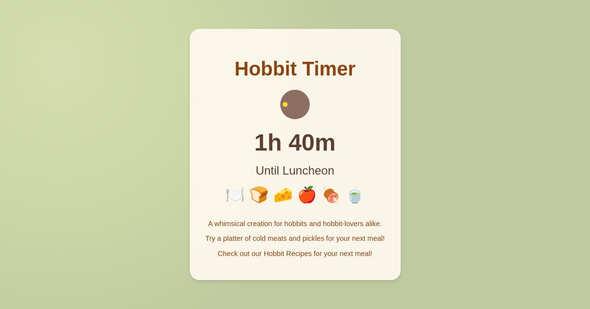 Hobbit Timer - Time Until Next Meal