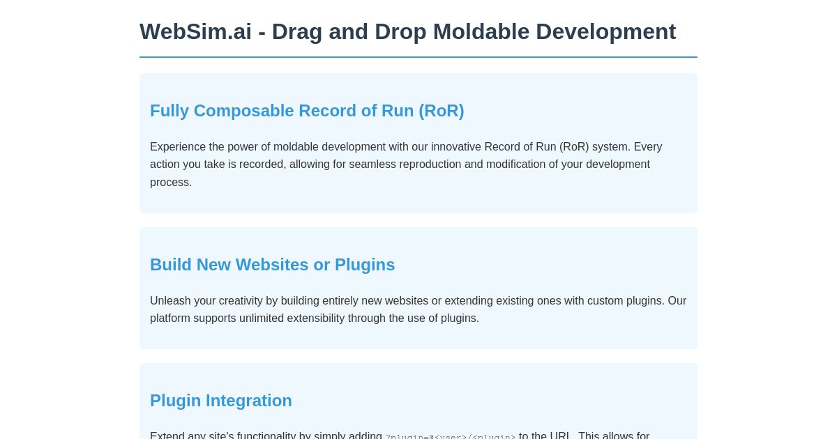 WebSim.ai - Drag and Drop Moldable Development