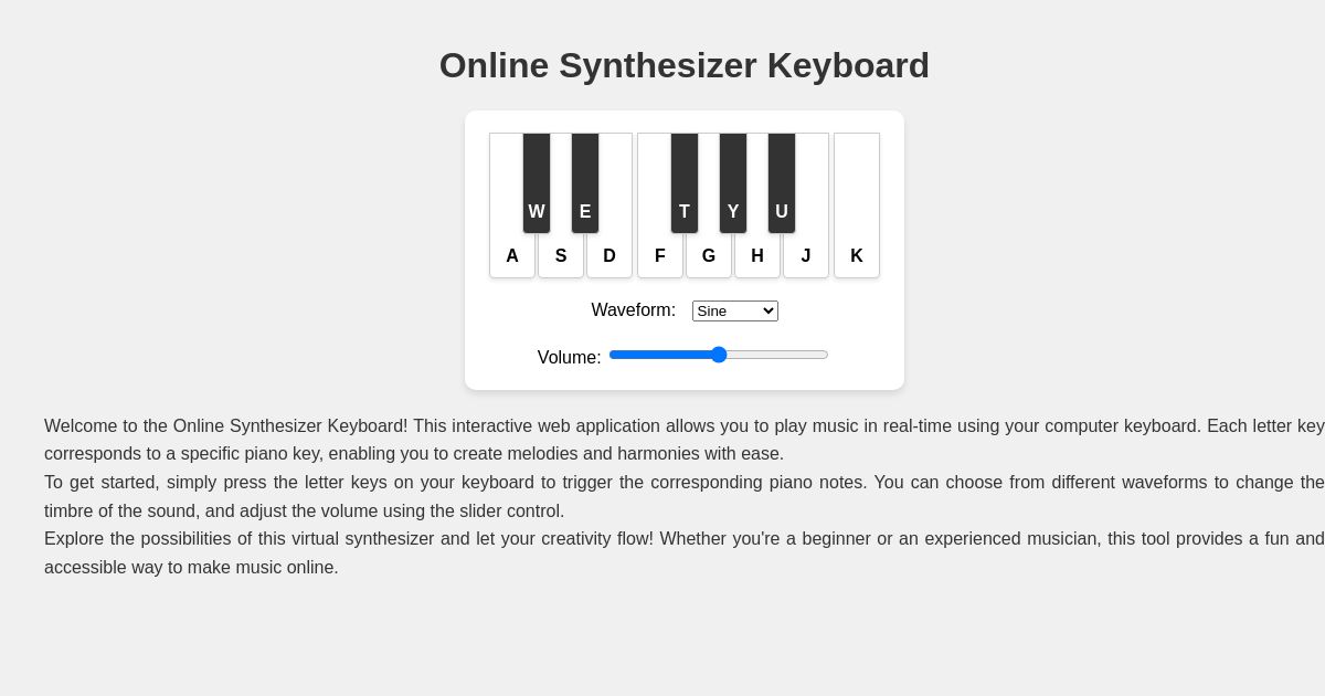 Online Synthesizer Keyboard s