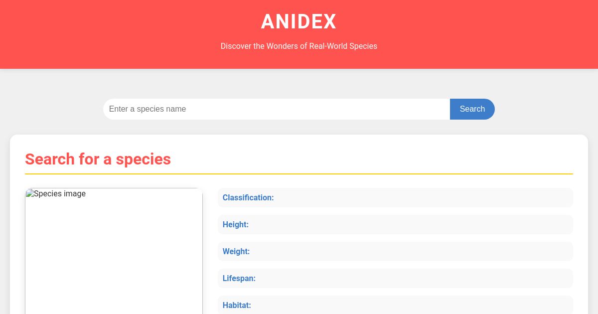 AniDex - Real-World Species Encyclopedia