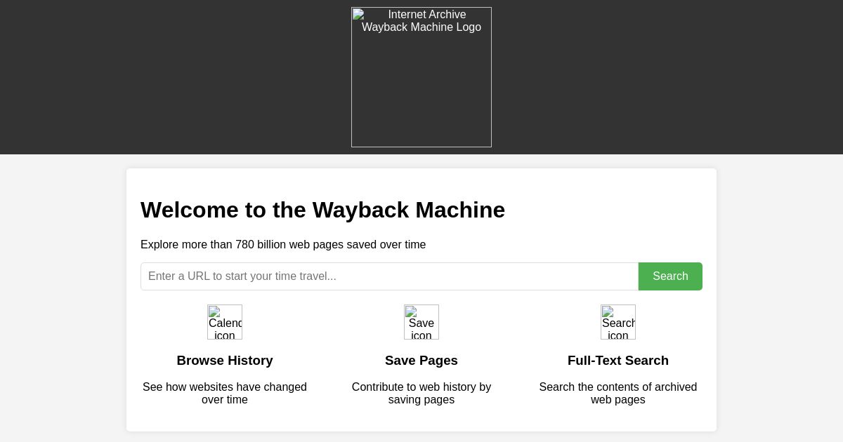 Internet Archive Wayback Machine s