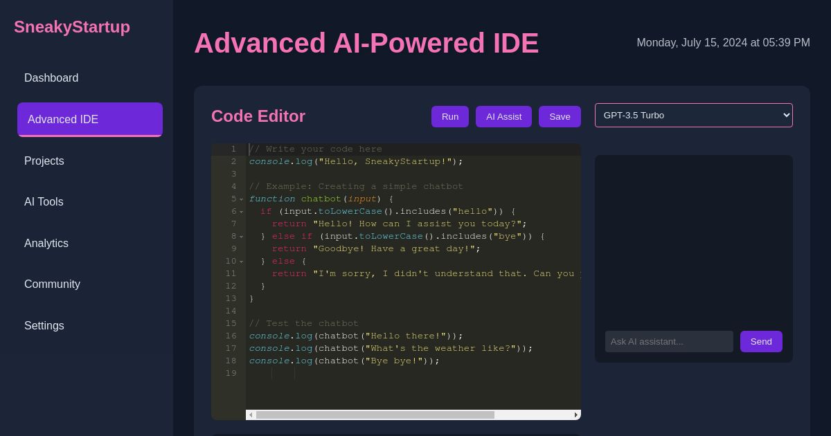 SneakyStartup - Advanced AI Bot Development Platform