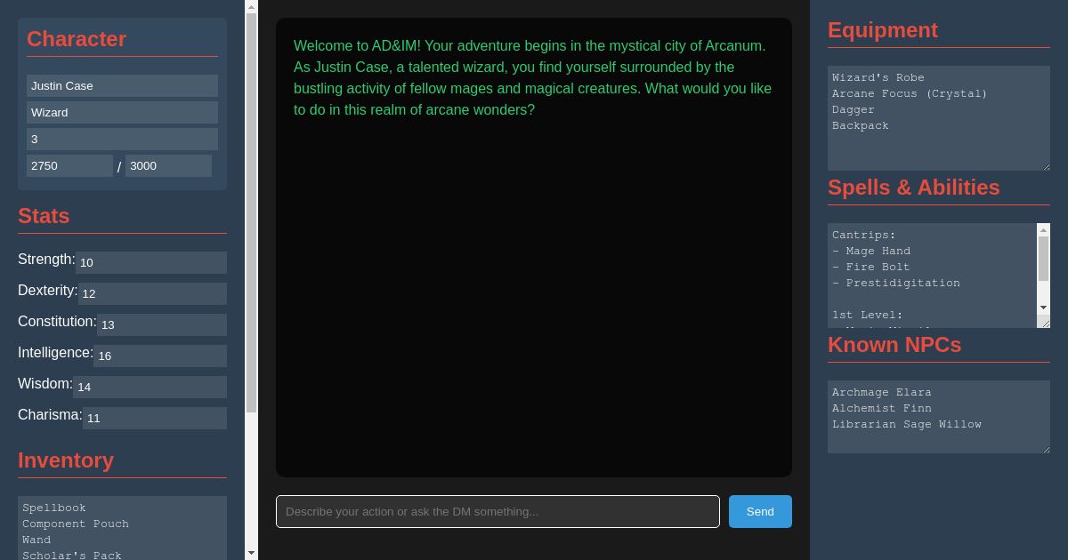 AD&IM: Interactive Character Sheet