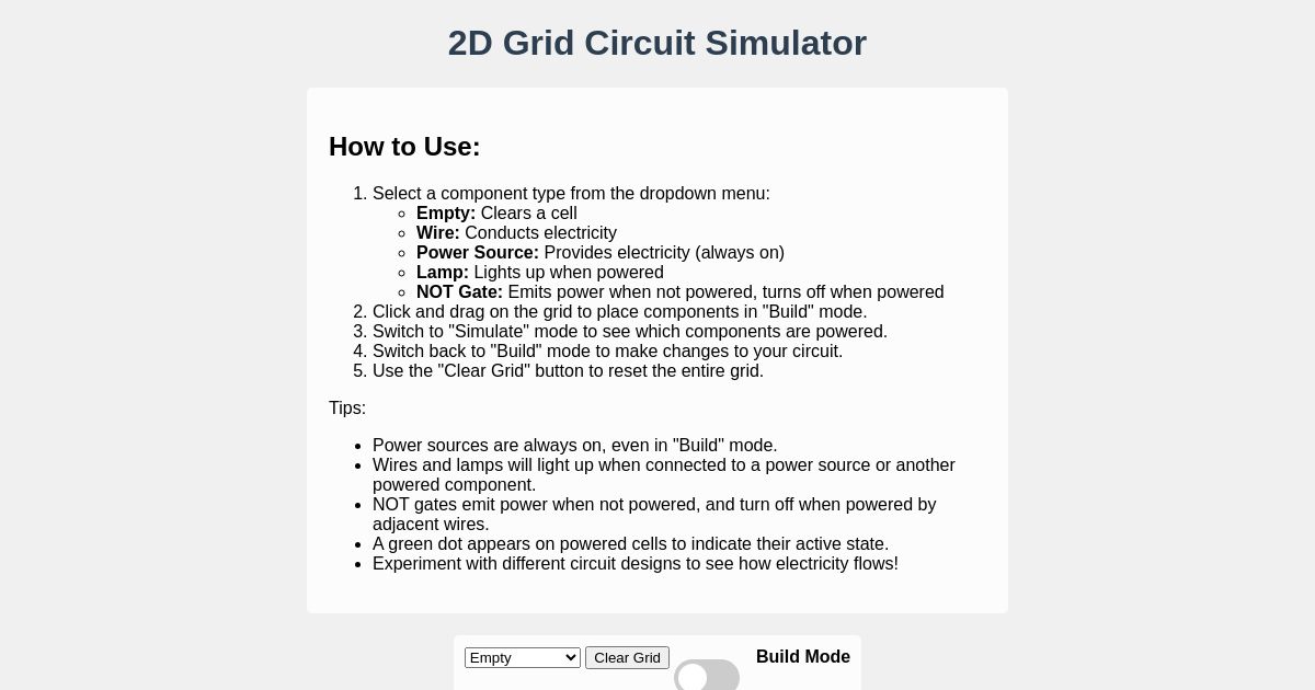 2D Grid Circuit Simulator