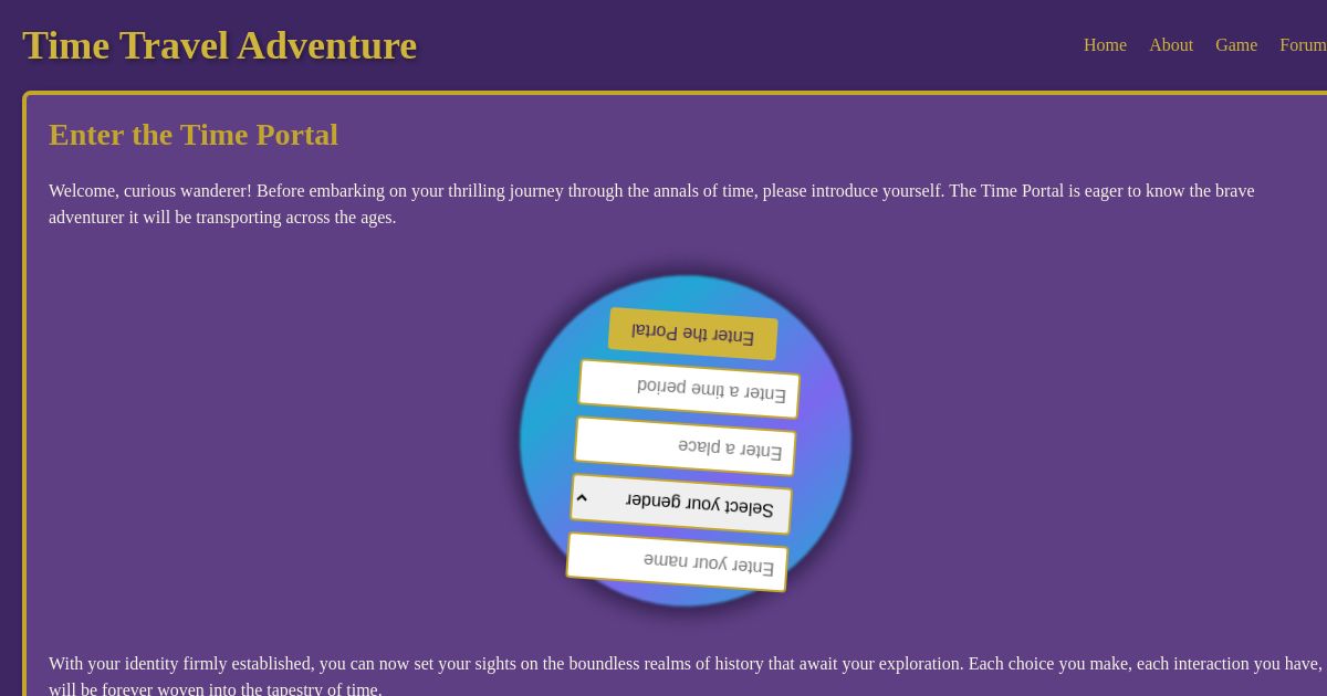 Time Travel Adventure - Enter the Portal