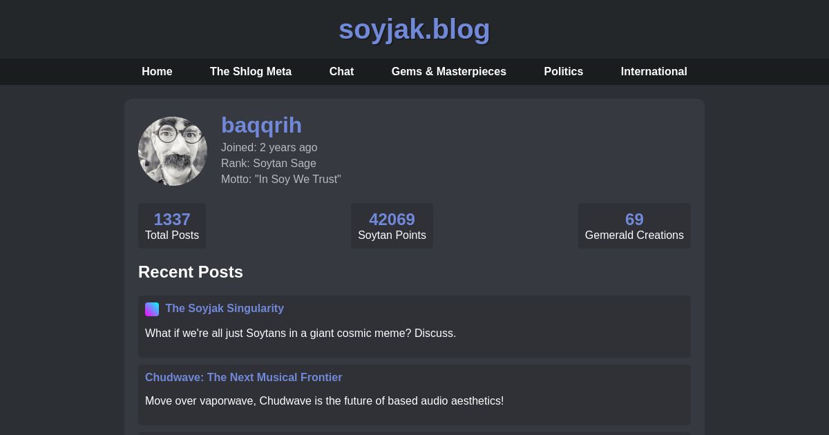 soyjak.blog - User Profile: baqqrih