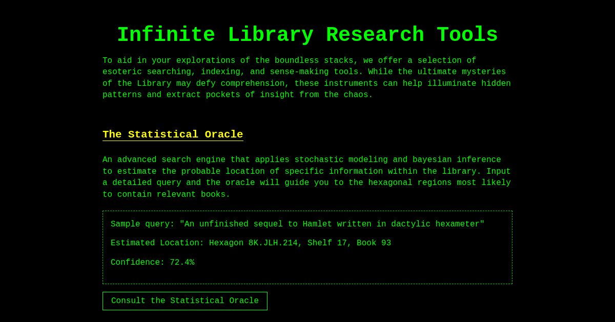 Infinite Library Research Tools